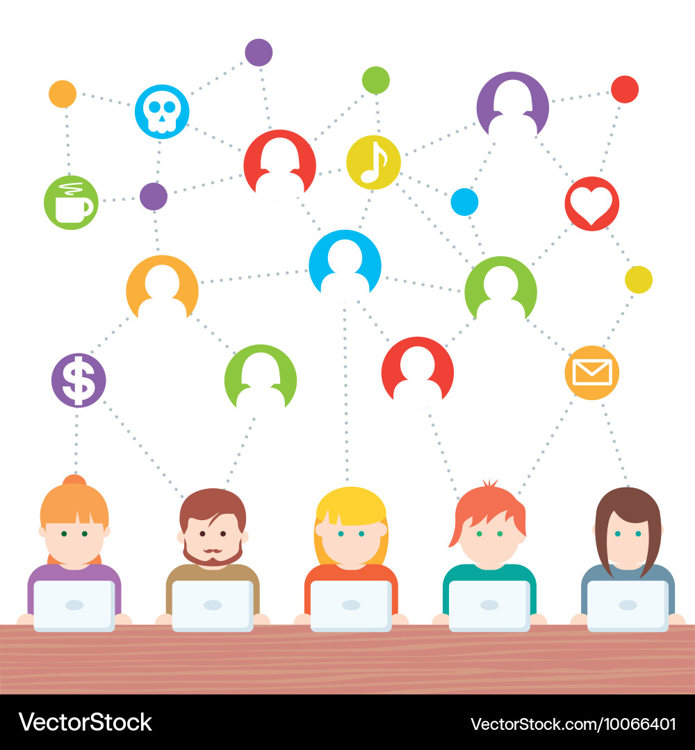 Social media network people with computers Vector Image