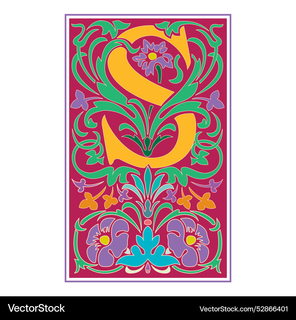 Victoriana initial caps font capital letter s Vector Image