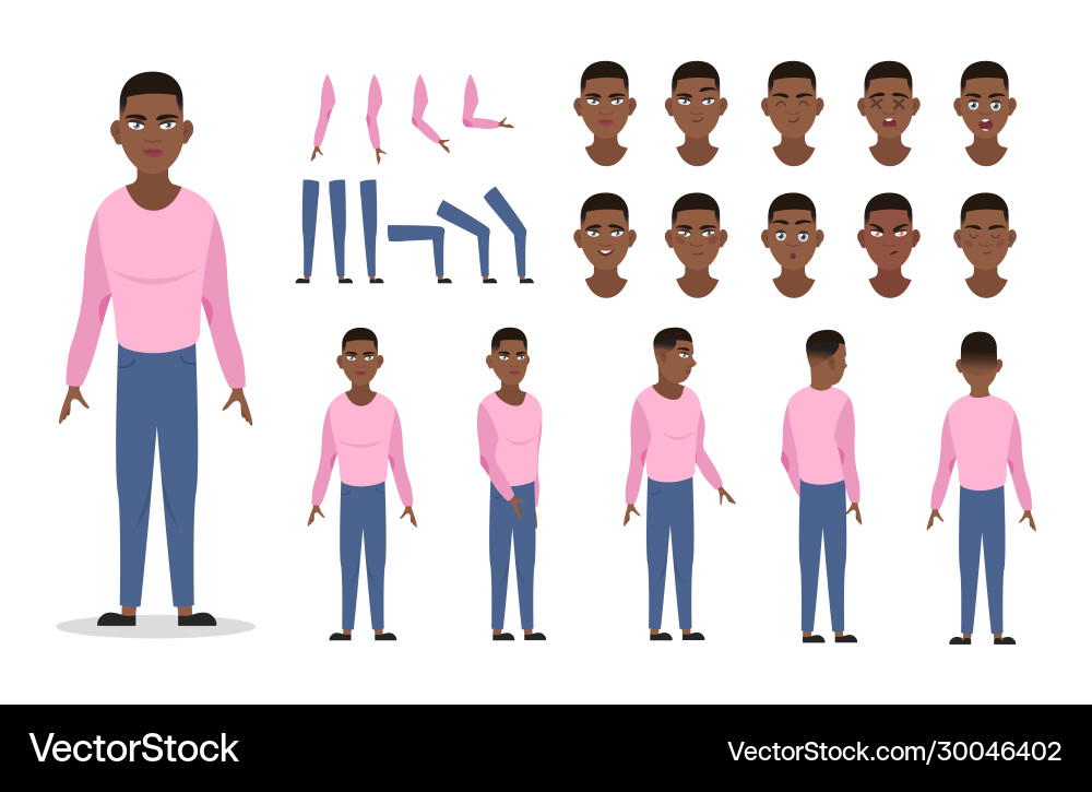 African American Man Character Set Royalty Free Vector Image