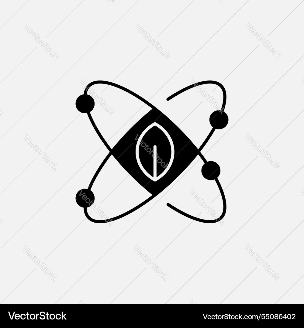 Atom energy and leaf icon glyph free Royalty Free Vector