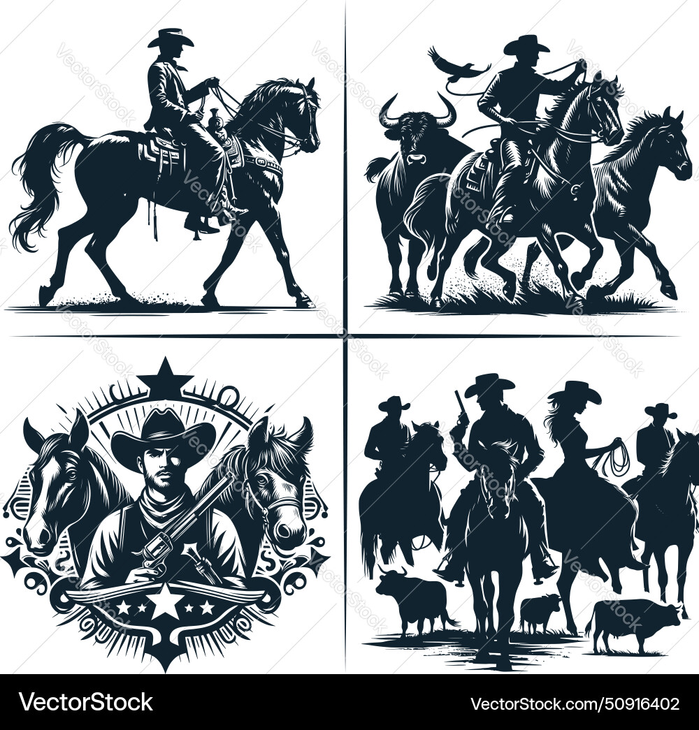 Cowboy and cowgirl bundle file Royalty Free Vector Image