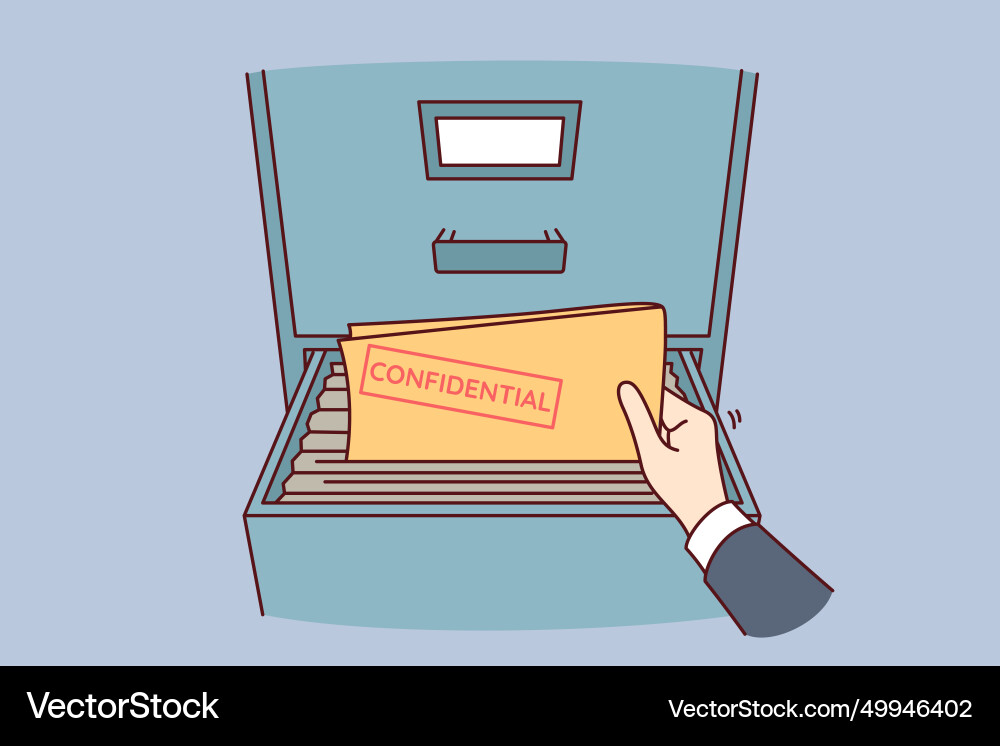 Folder with confidential documents inside safe Vector Image