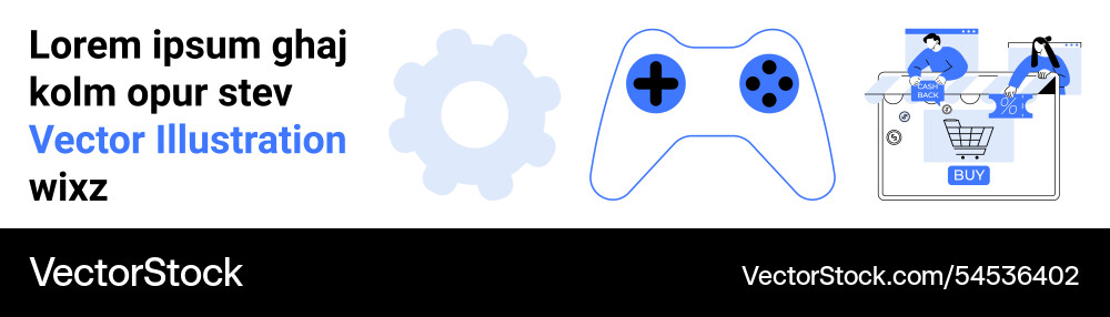 Gaming controller gear icon and online shopping Vector Image