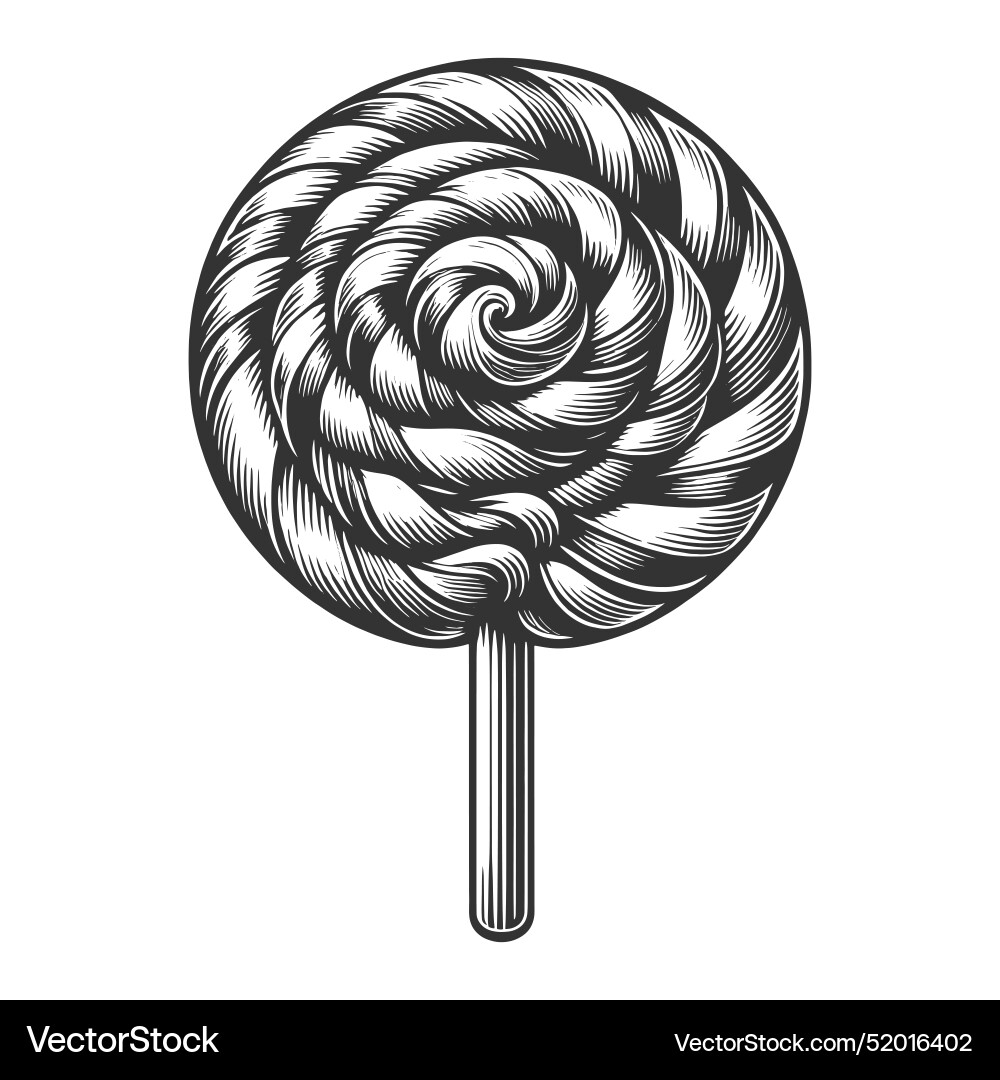 Spiral lollipop engraving Royalty Free Vector Image