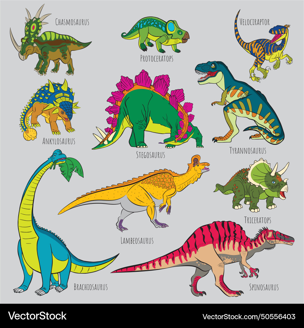 02 set dinosaurs Royalty Free Vector Image - VectorStock
