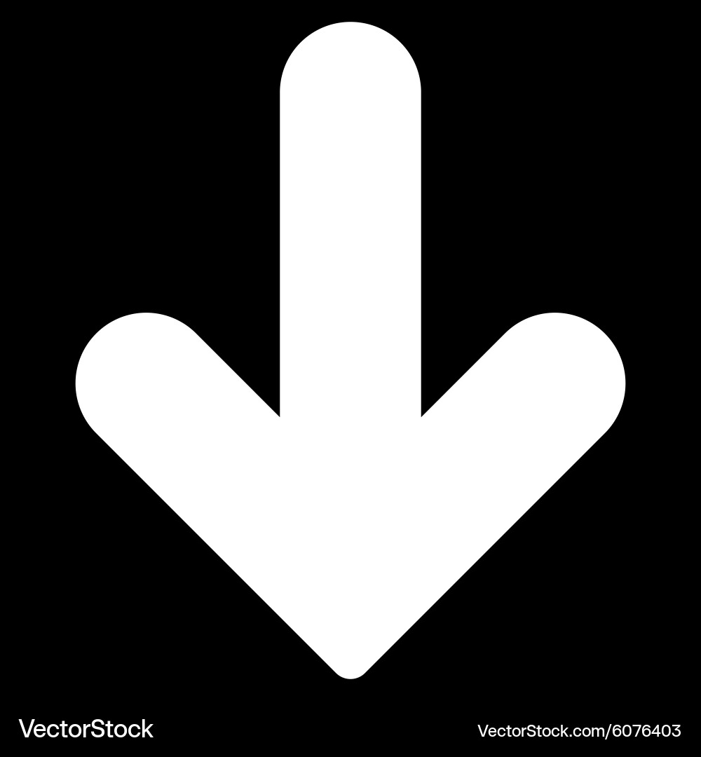 Arrow down flat white color icon Royalty Free Vector Image
