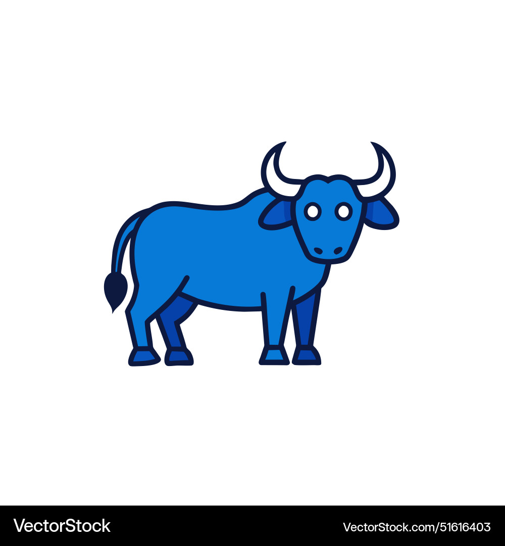 Blue wildebeest buffalo stands icon Royalty Free Vector