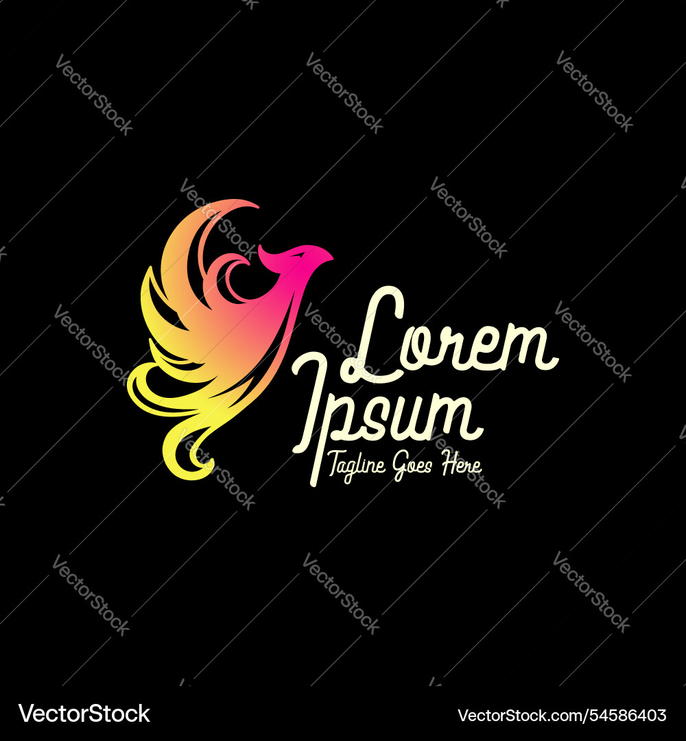 Colorful modern flying spread phoenix fire flame Vector Image