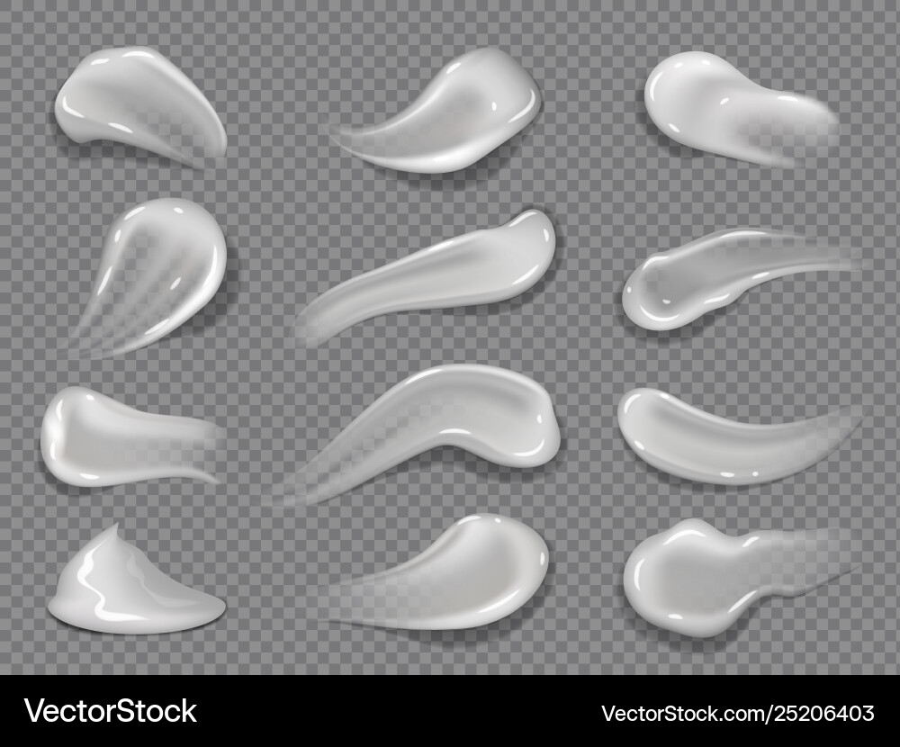 Cream smears white cosmetic lotion isolated drops Vector Image
