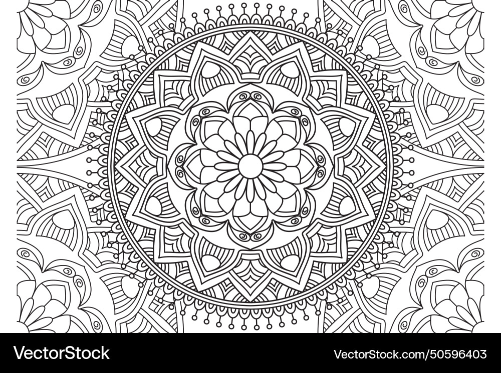 Intricate Mandala Coloring Page Royalty Free Vector Image