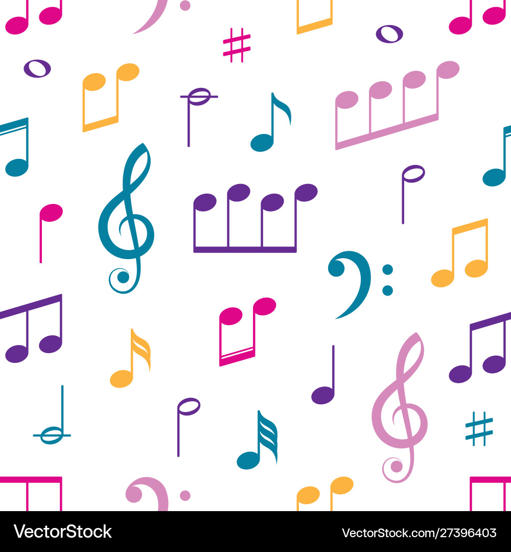 Music notes seamless pattern on white Royalty Free Vector