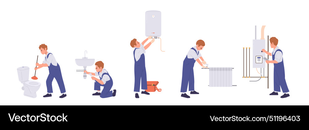 Professional plumber workman home master cartoon Vector Image