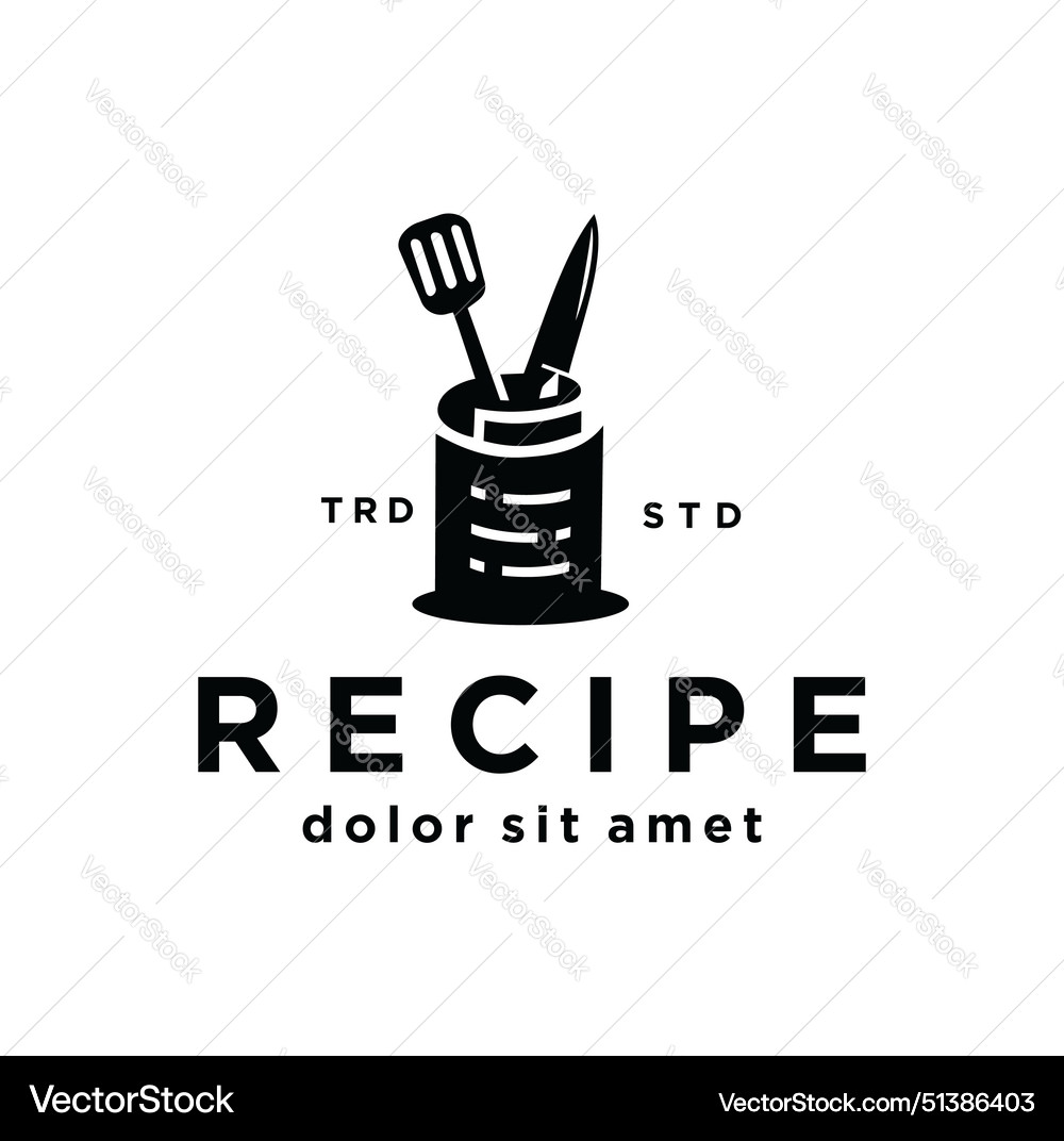 Recipe paper logo food menu cooking Royalty Free Vector