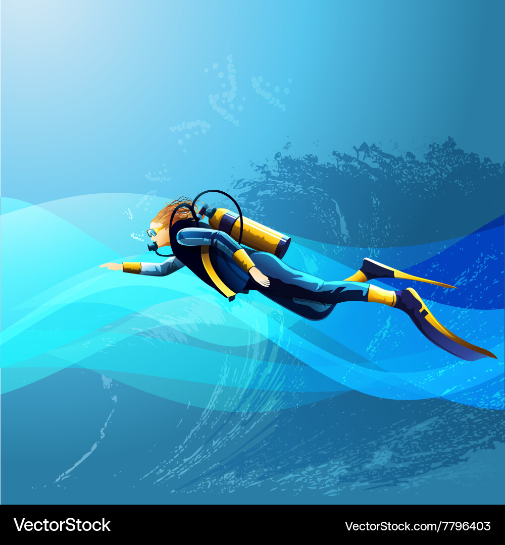 Scuba Diver Girl Underwater Royalty Free Vector Image