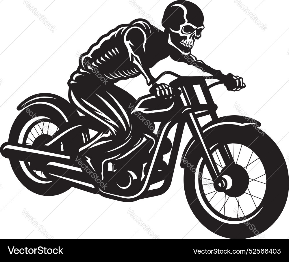 Skull phantom skeleton rider emblem in leather Vector Image