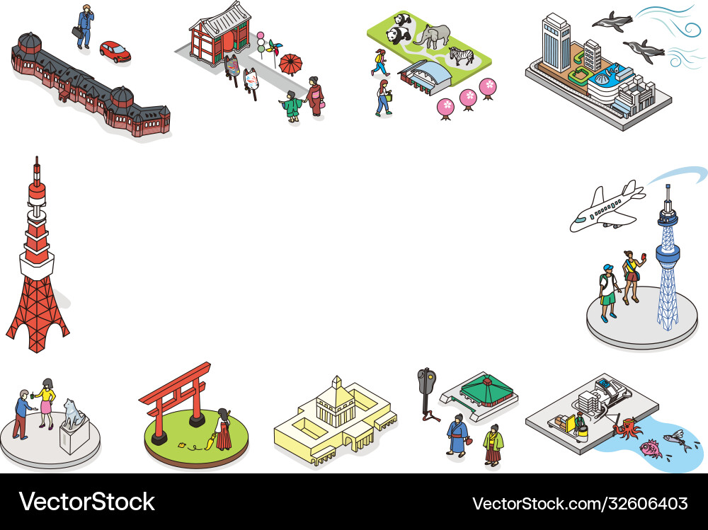 Welcome to tokyo japanisometric Royalty Free Vector Image