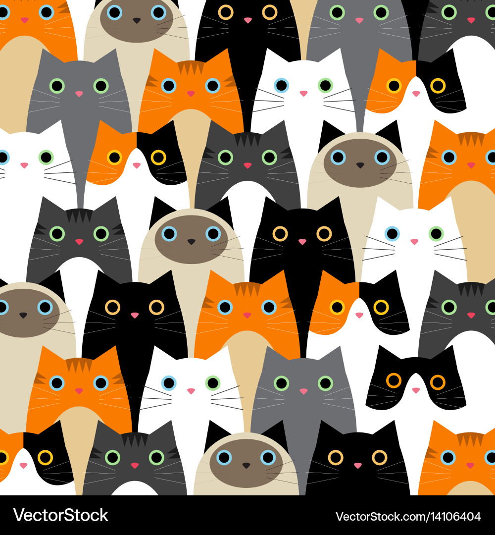 Adorable Cats Pattern Royalty Free Vector Image