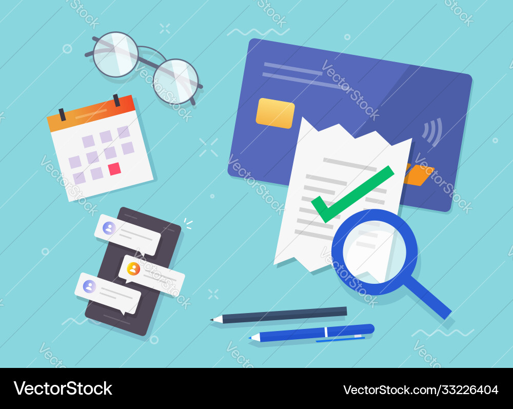 Audit payment invoice bill verify tax Royalty Free Vector