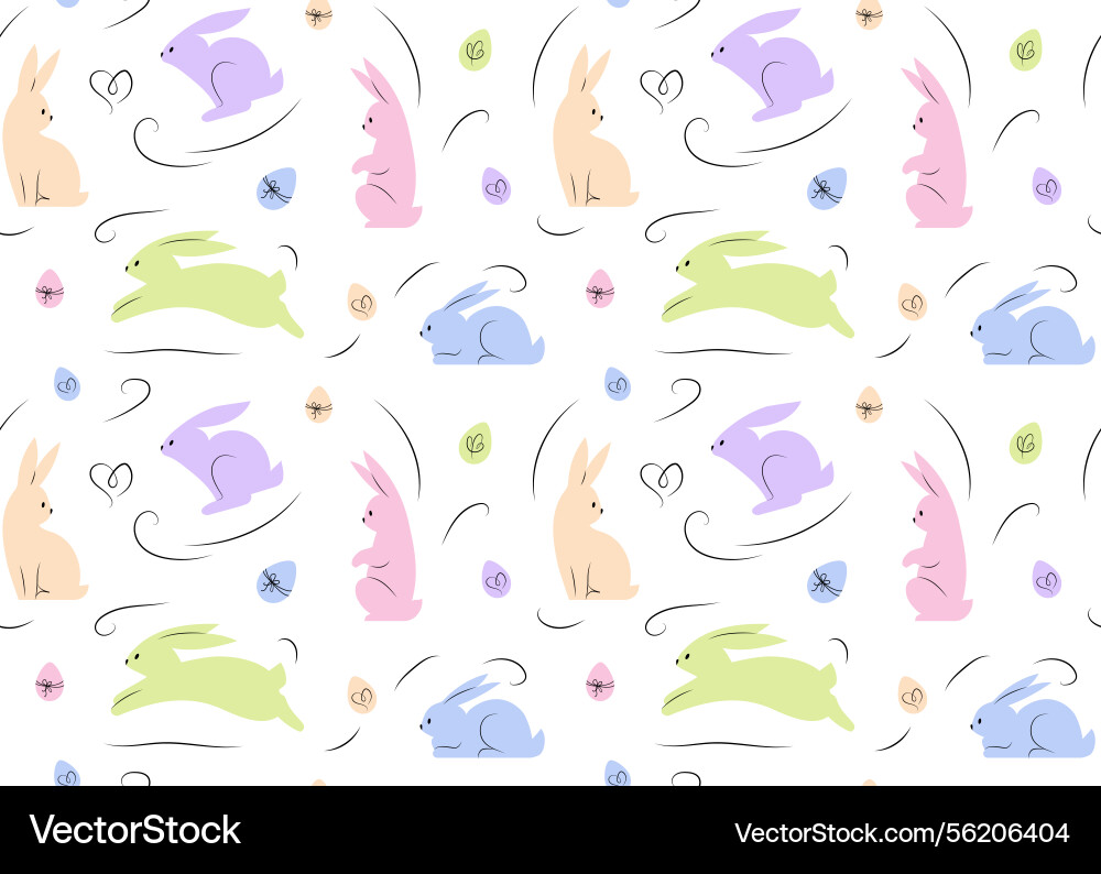 Cute easter bunnies seamless pattern Royalty Free Vector