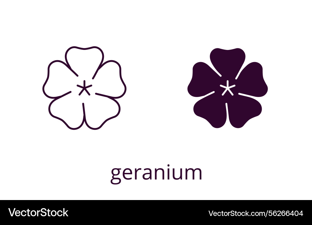 Geranium icon line editable stroke and silhouette Vector Image