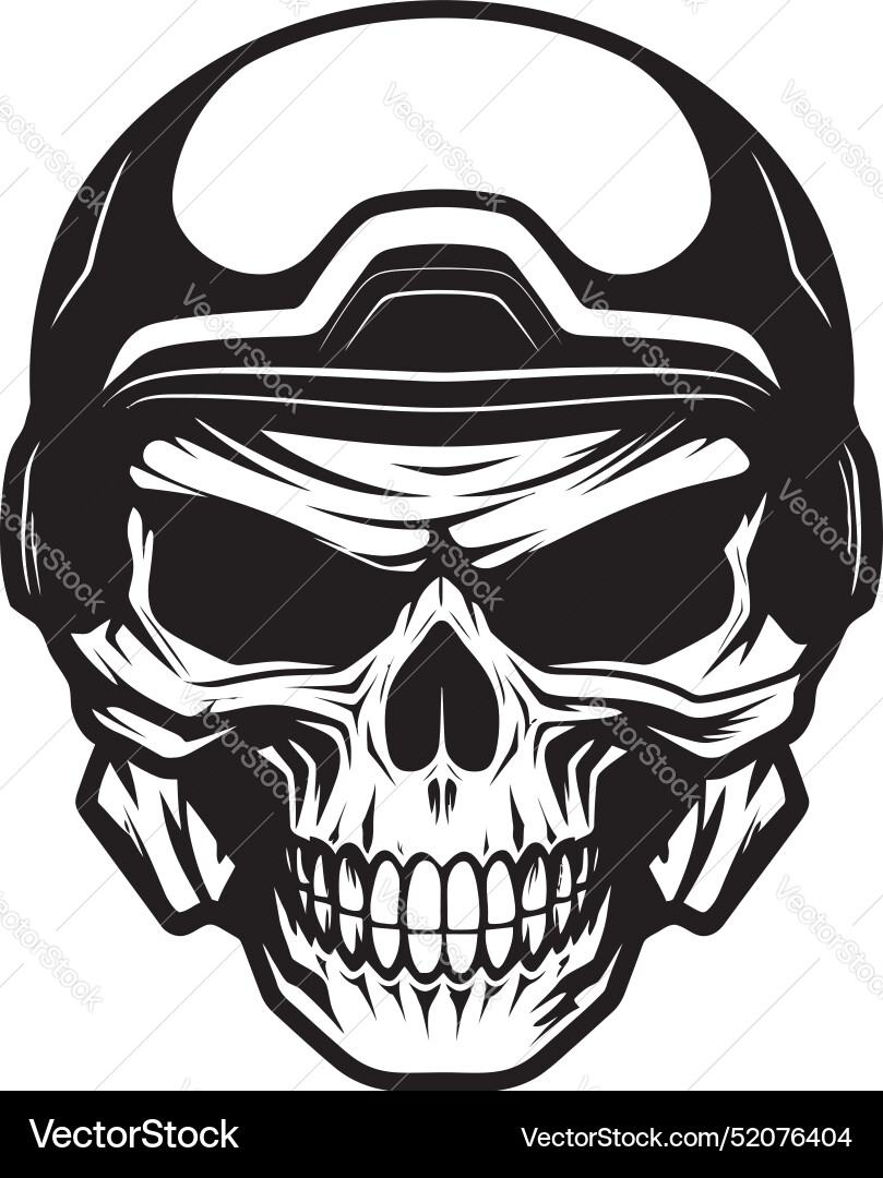 Skullguard helmeted skull icon graphic skeletal Vector Image