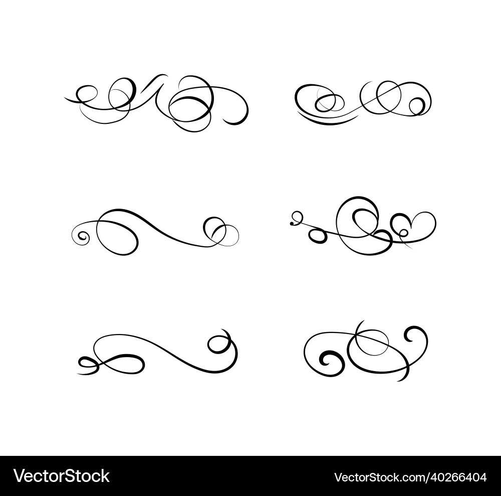 Swirl lines set on white background black Vector Image