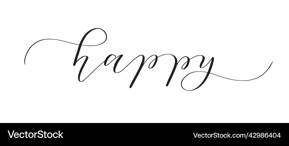 Word happy written in cute modern calligraphy Vector Image
