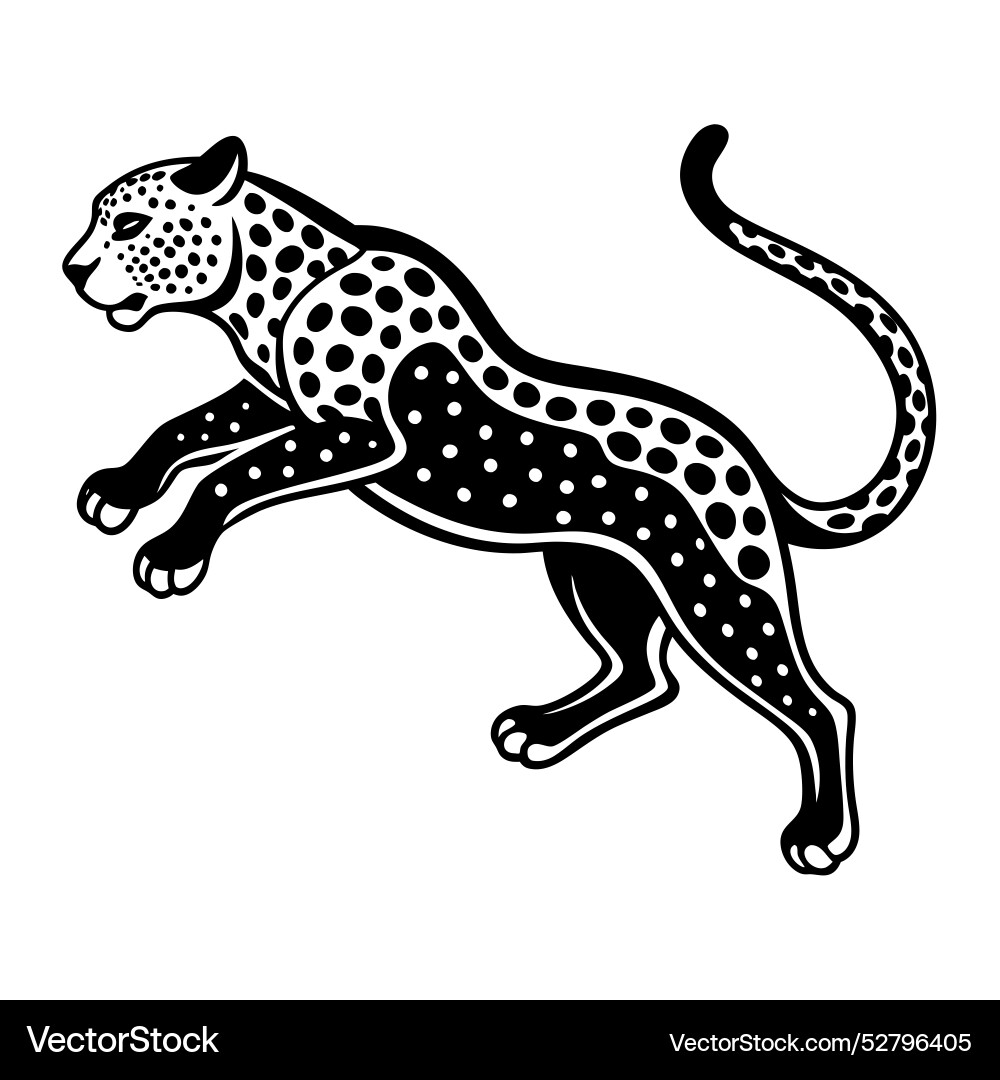 A jumping leopard on white background Royalty Free Vector