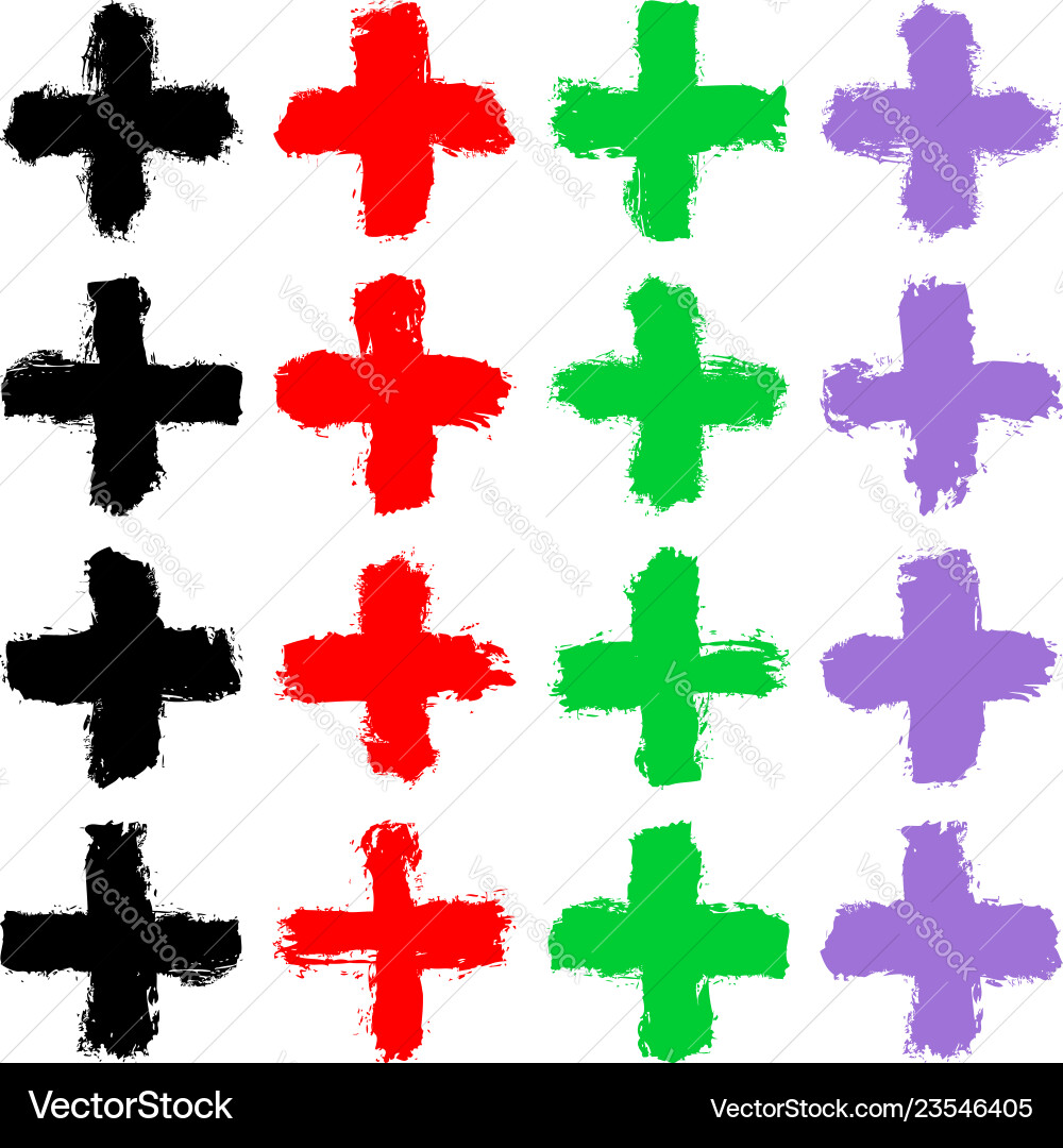 Brushstroke plus sign Royalty Free Vector Image