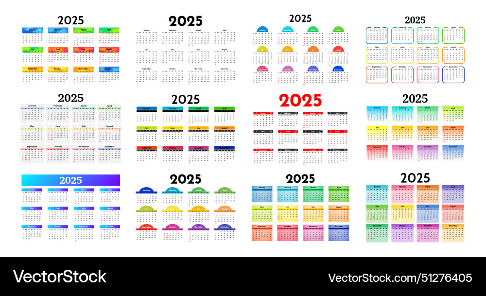 Calendar for 2025 isolated on a white background Vector Image