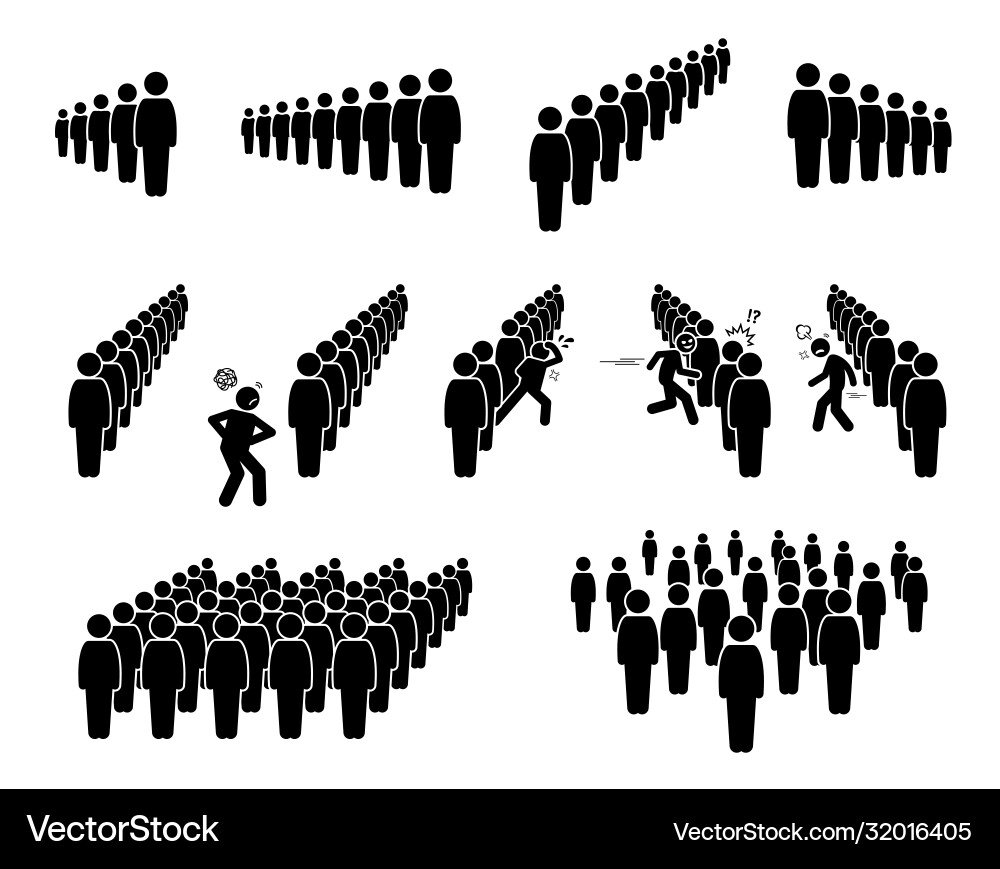 People queue and lining up artwork crowd Vector Image