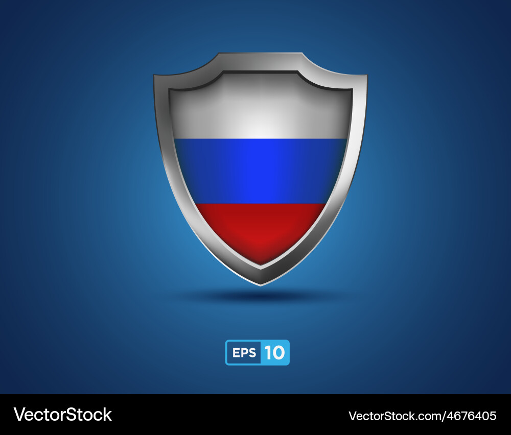 Russia shield on the blue background Royalty Free Vector