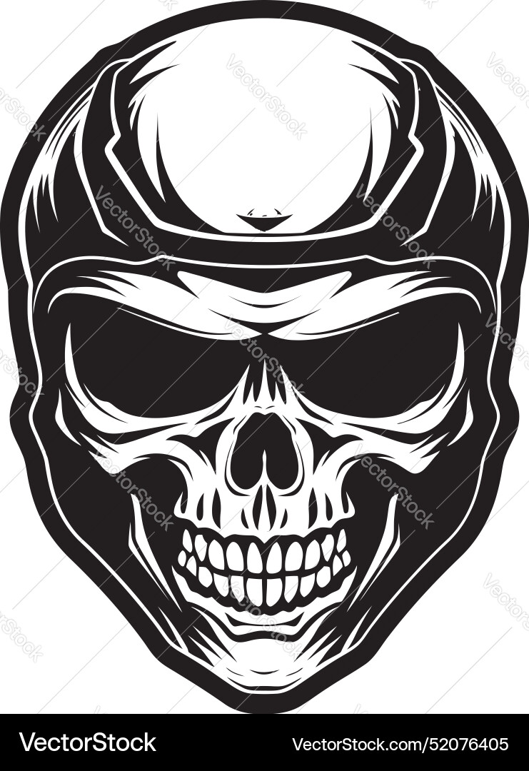 Skeletal sentinel skull wearing helmet logo Vector Image