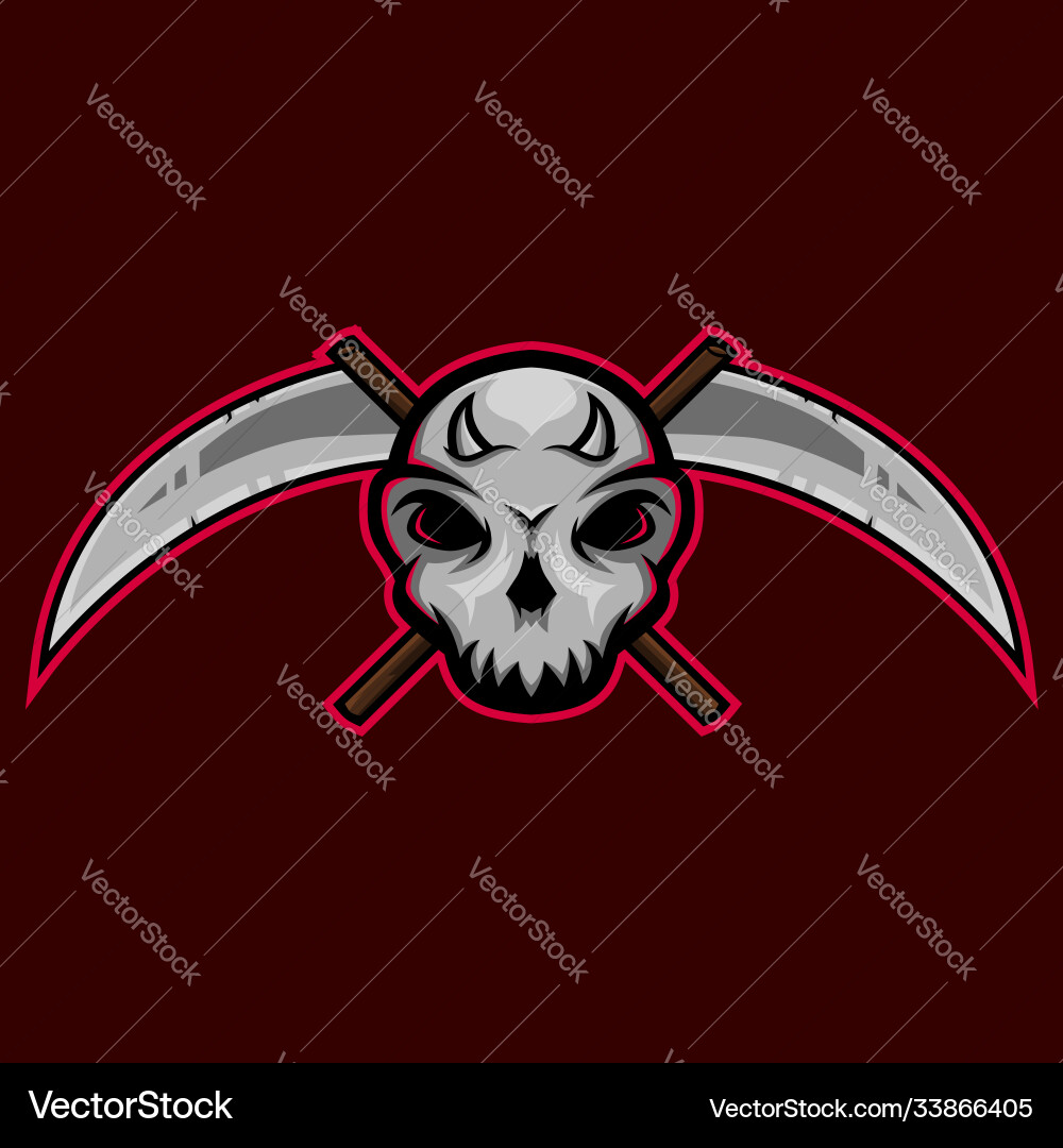 Skull killers mascot logo reaper Royalty Free Vector Image