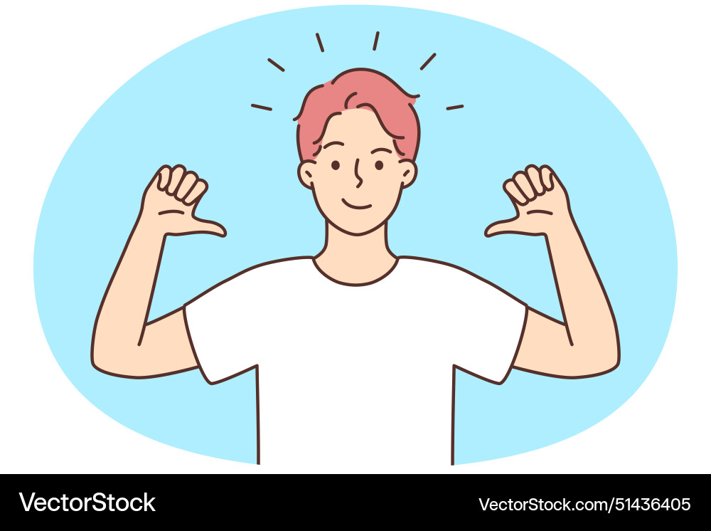 Smiling confident man point at himself Royalty Free Vector