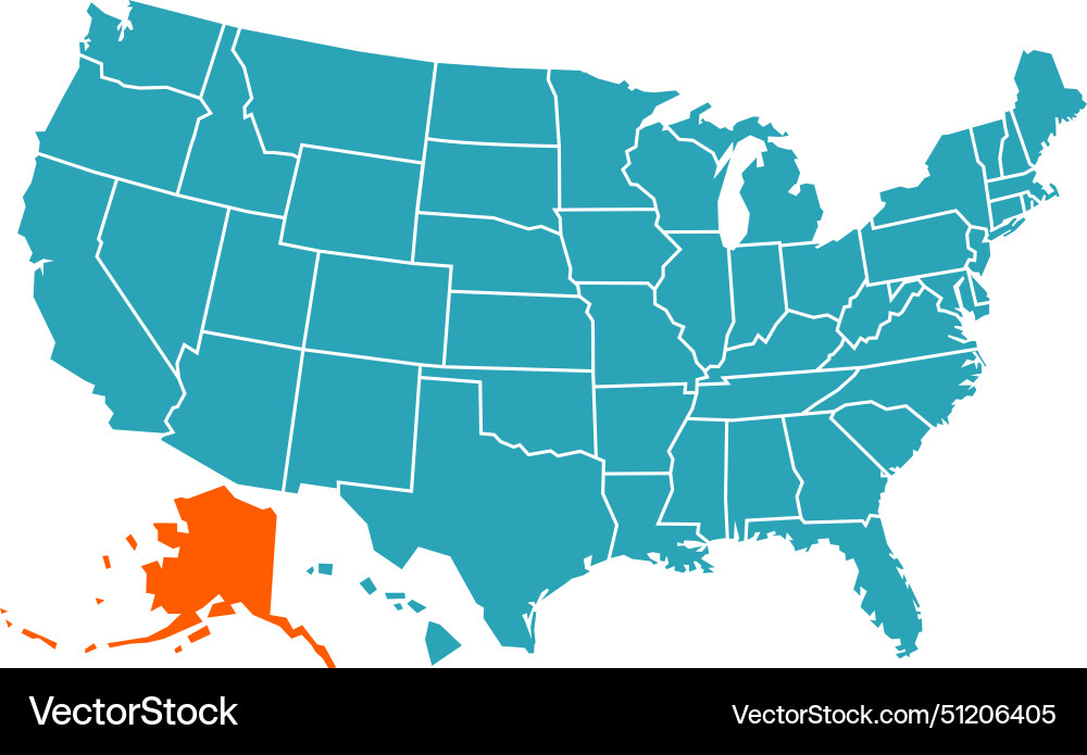 Usa map with alaska ak prominent Royalty Free Vector Image