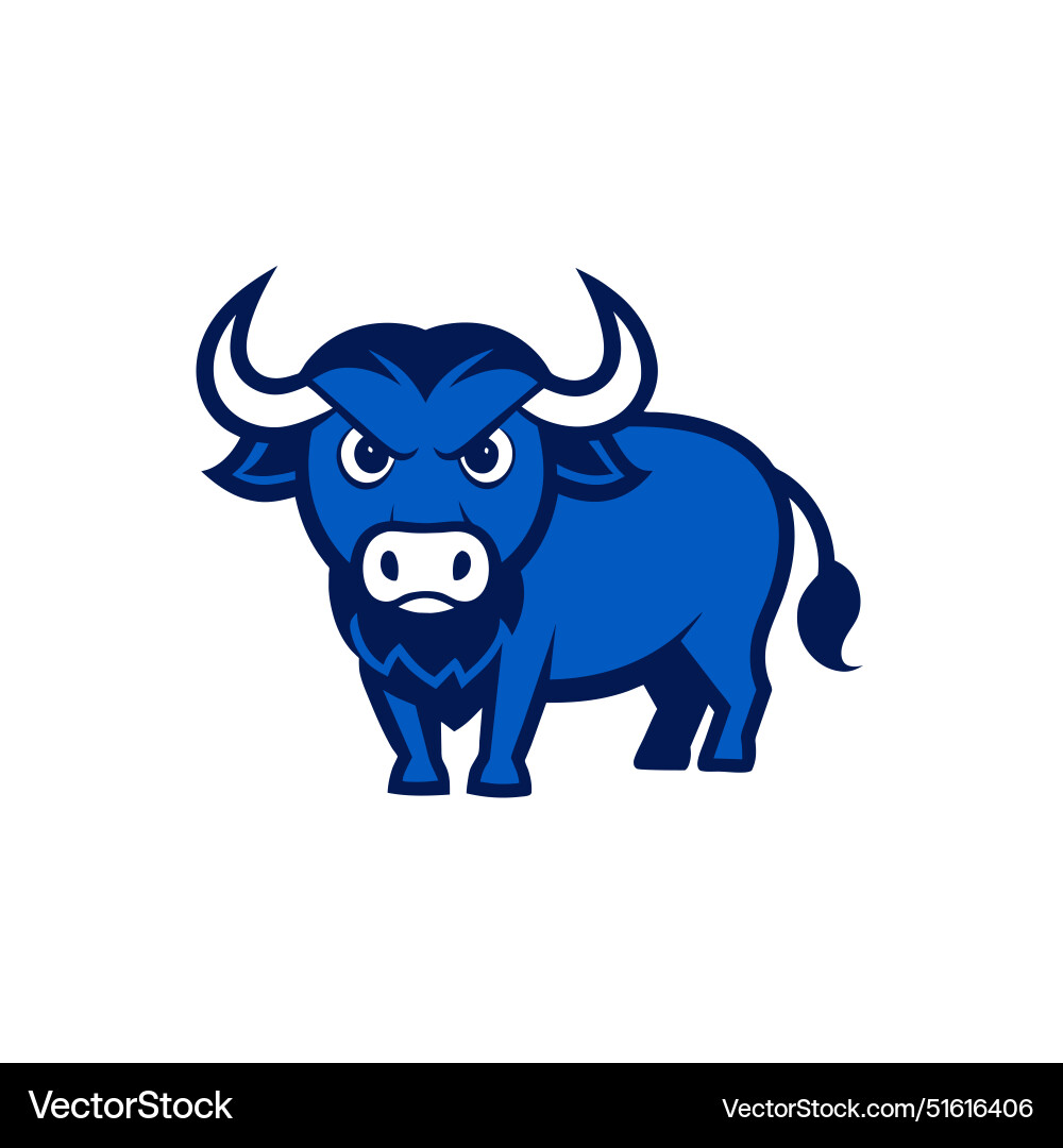 Blue wildebeest buffalo angry icon Royalty Free Vector Image