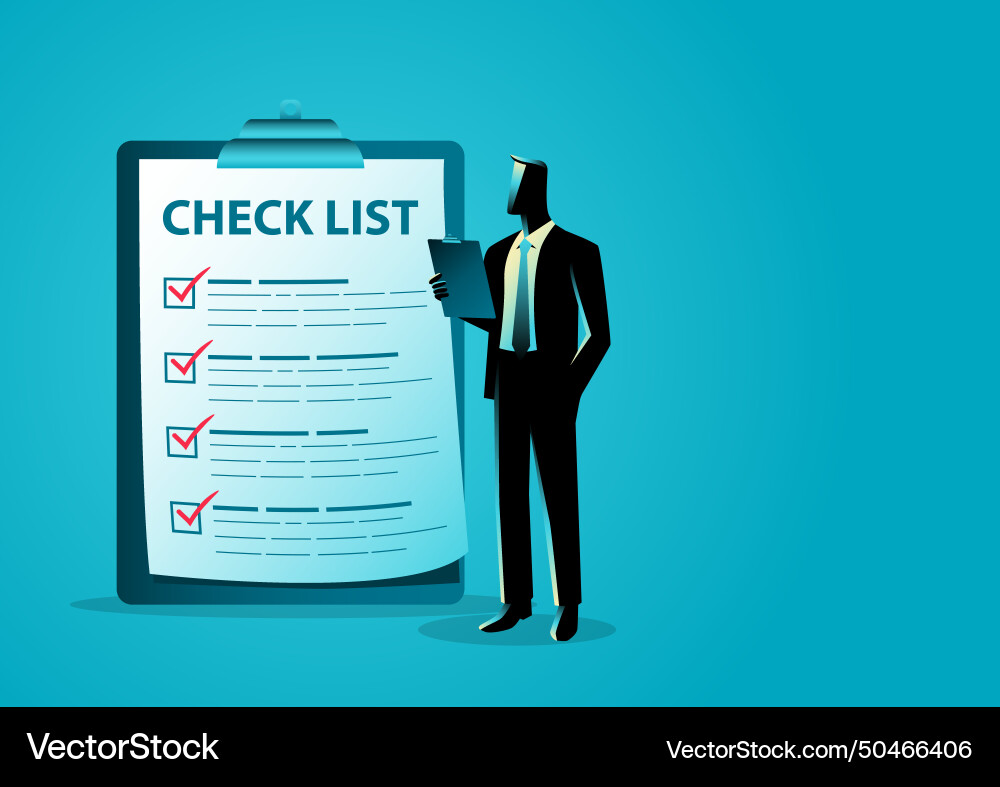 Businessman silhouette check list Royalty Free Vector Image