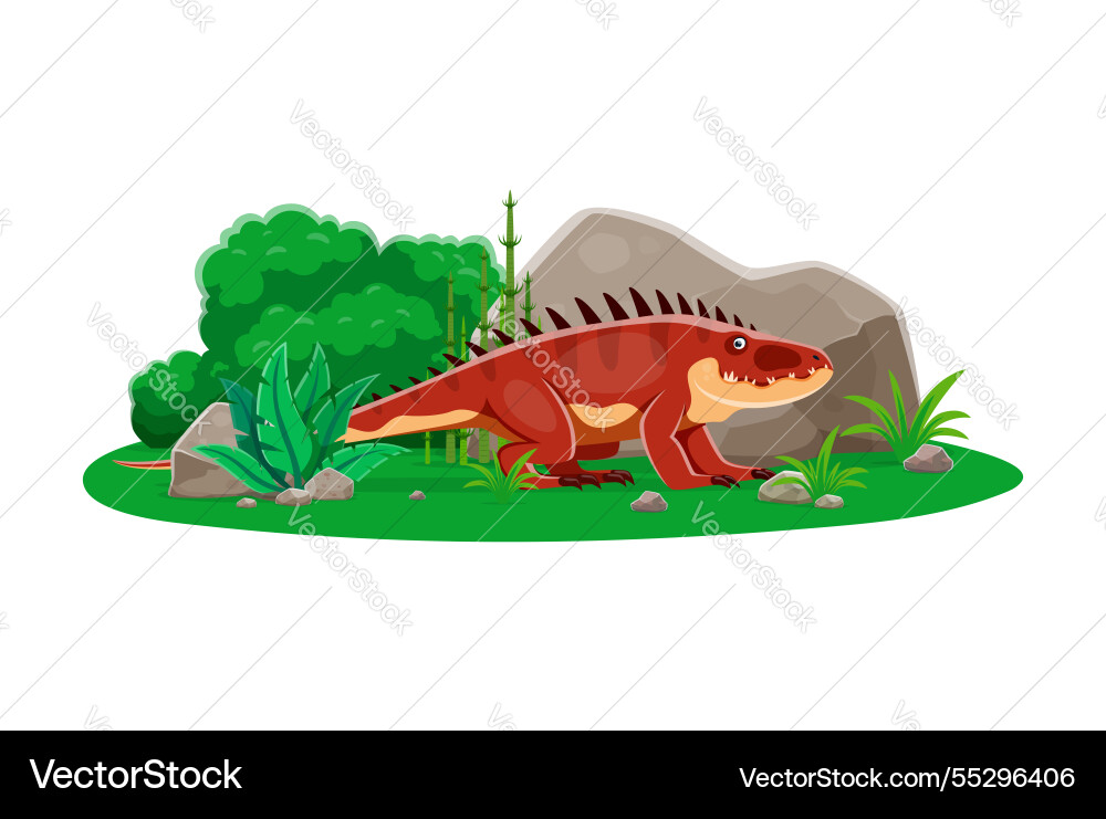 Dinosaur cartoon prehistoric lizard shansisuchus Vector Image