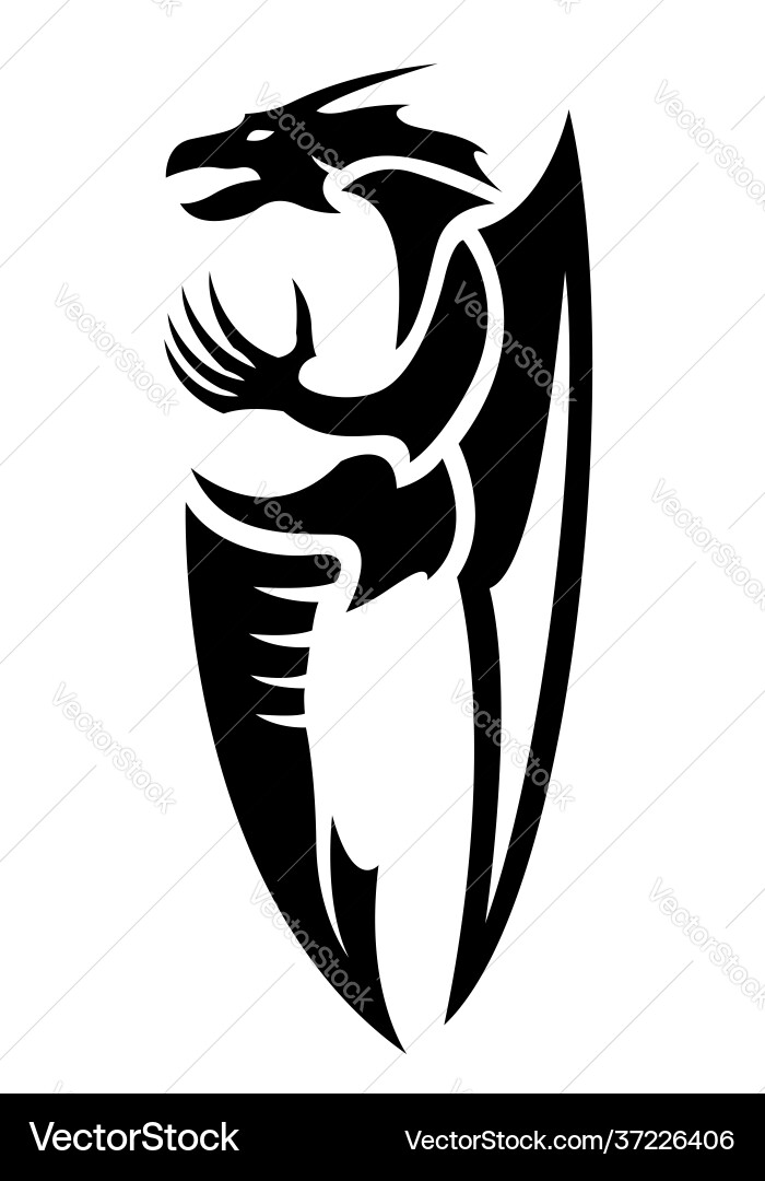 Fantasy tattoo art with stylized evil dragon Vector Image