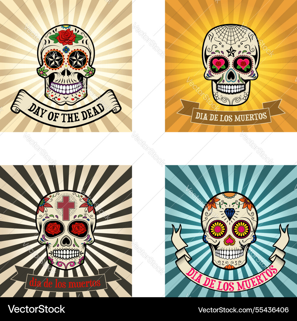 Frames with sugar skull on background day Vector Image