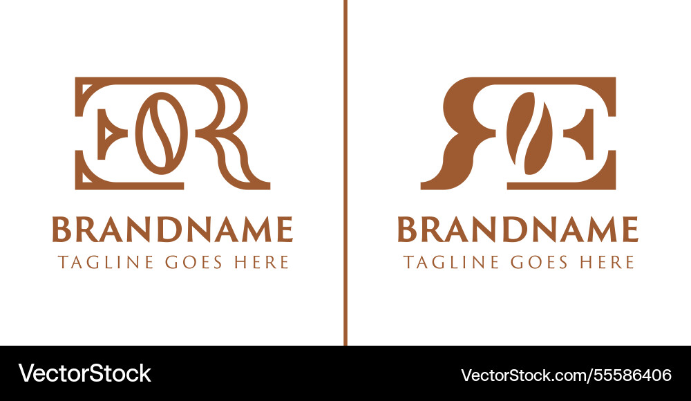 Letters er or re coffee bean logo Royalty Free Vector Image