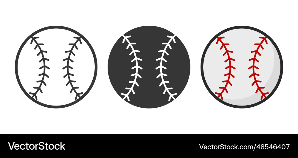 Cartoon Baseball Icons Set Royalty Free Vector Image