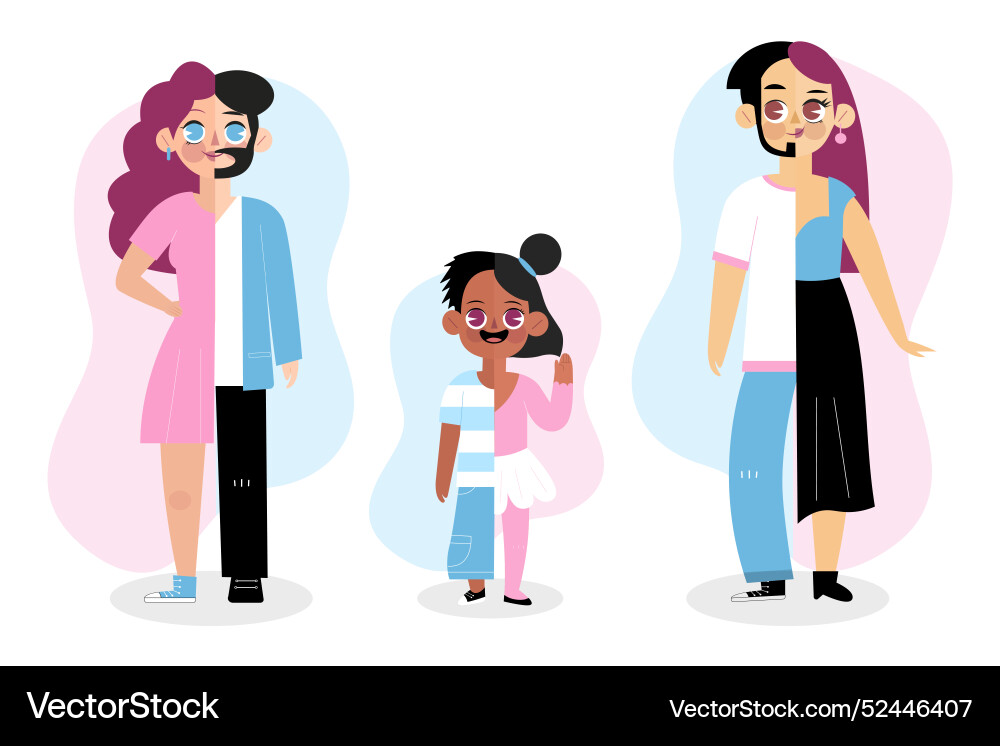Cartoon transgender people pack Royalty Free Vector Image