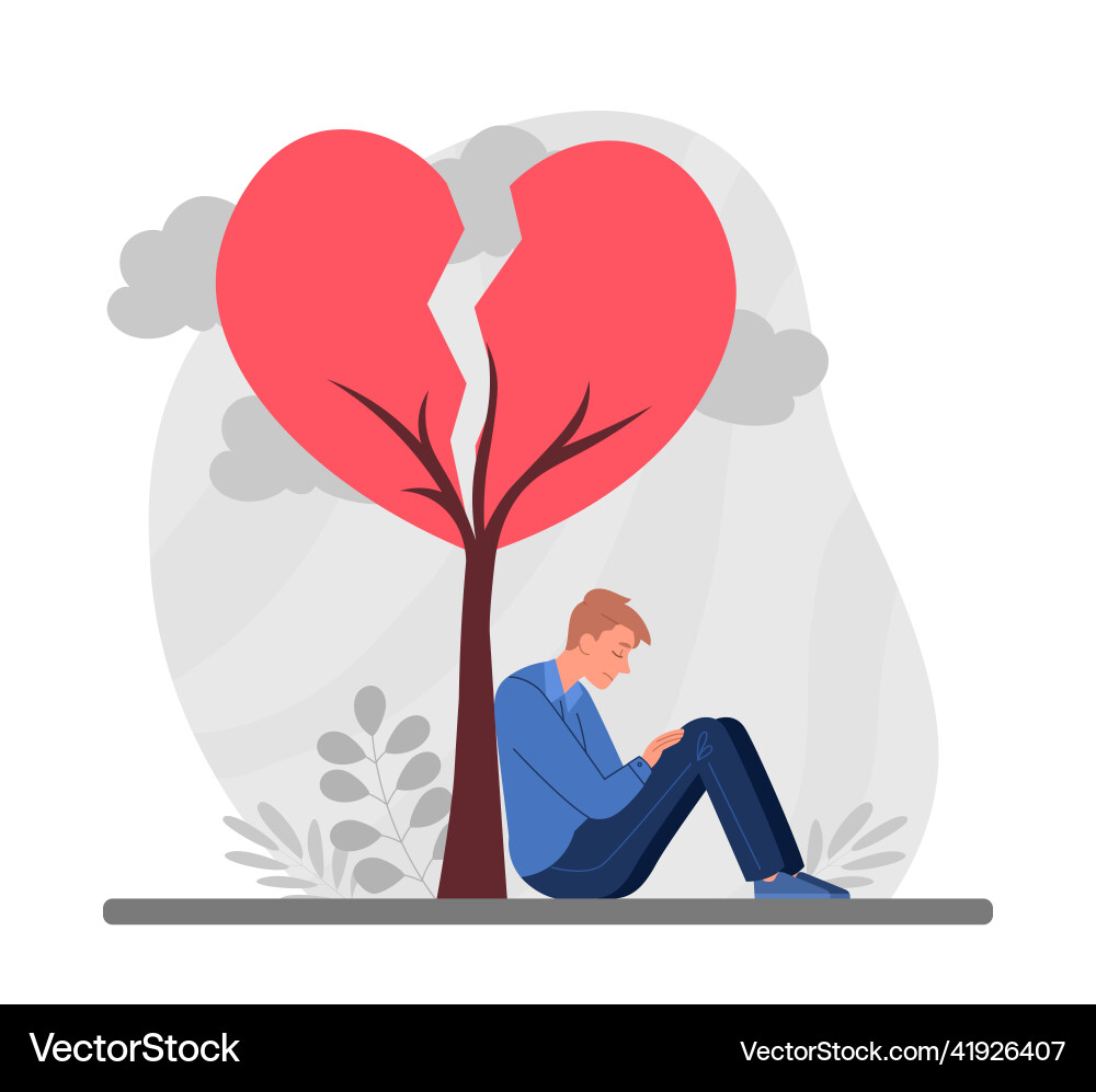 Guy with broken heart Royalty Free Vector Image