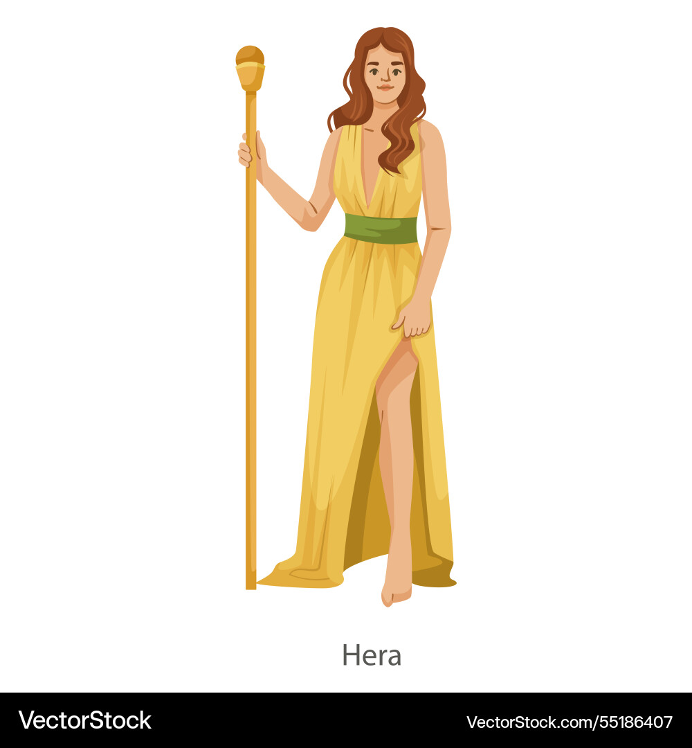 Hera with a staff on white background Royalty Free Vector