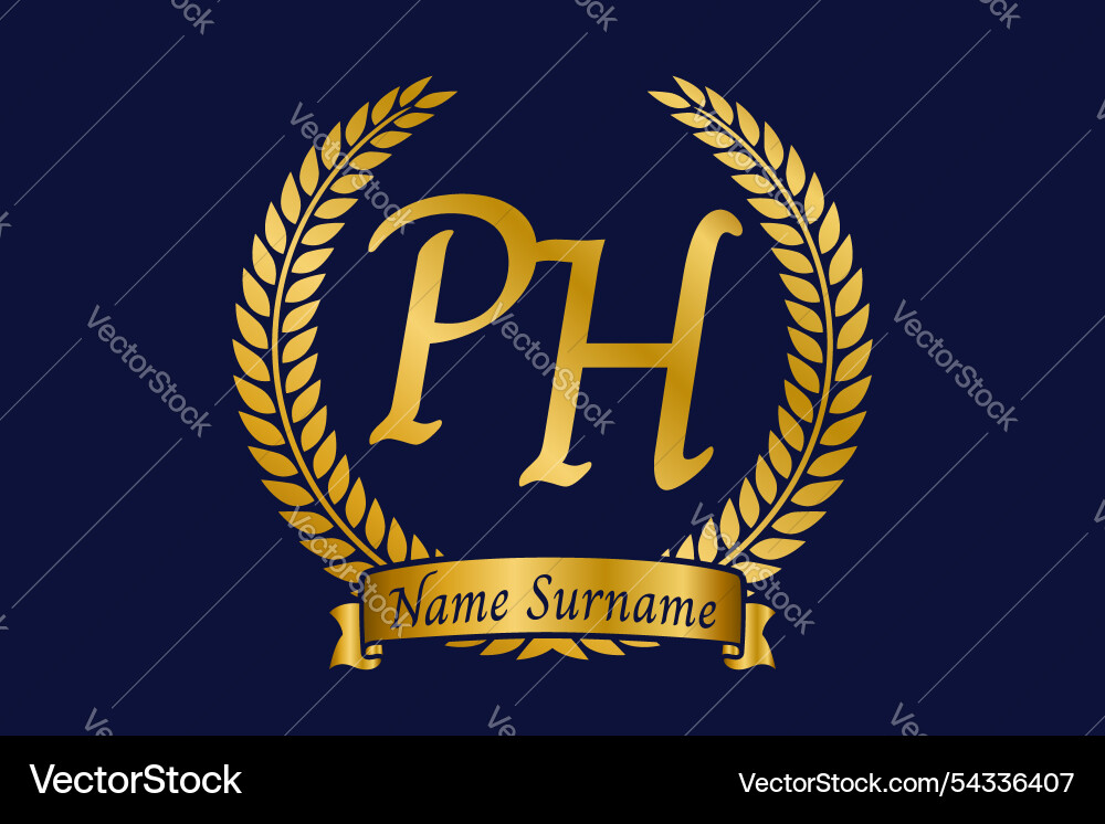 Initial letter p and h ph monogram logo design Vector Image