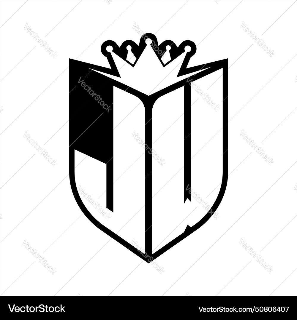 Jw letter bold monogram with shield shape Vector Image