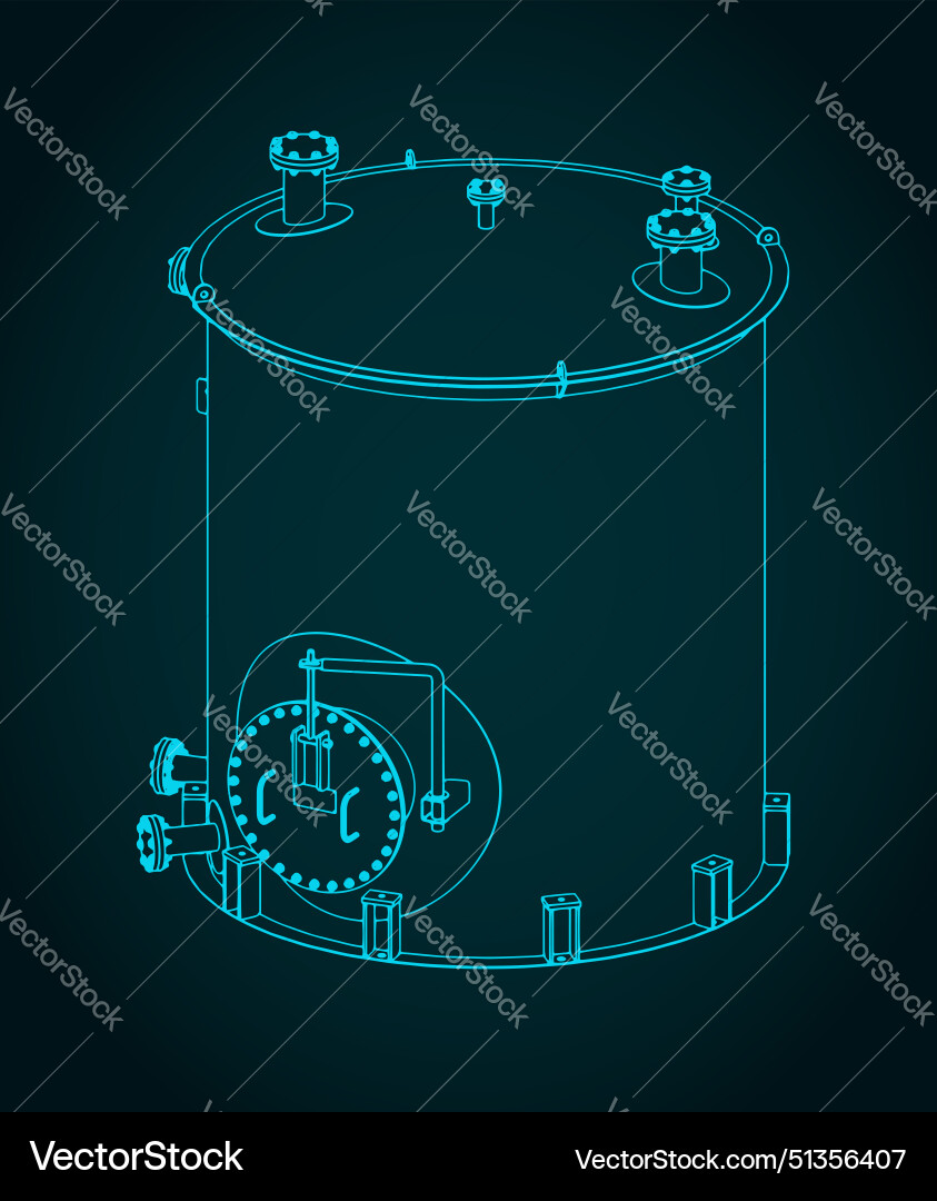 Large industrial tank isometric blueprint Vector Image