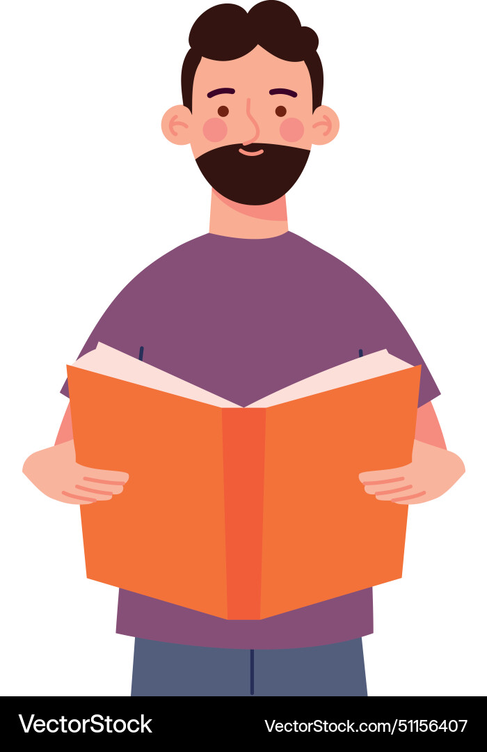 Reader man looking a book Royalty Free Vector Image